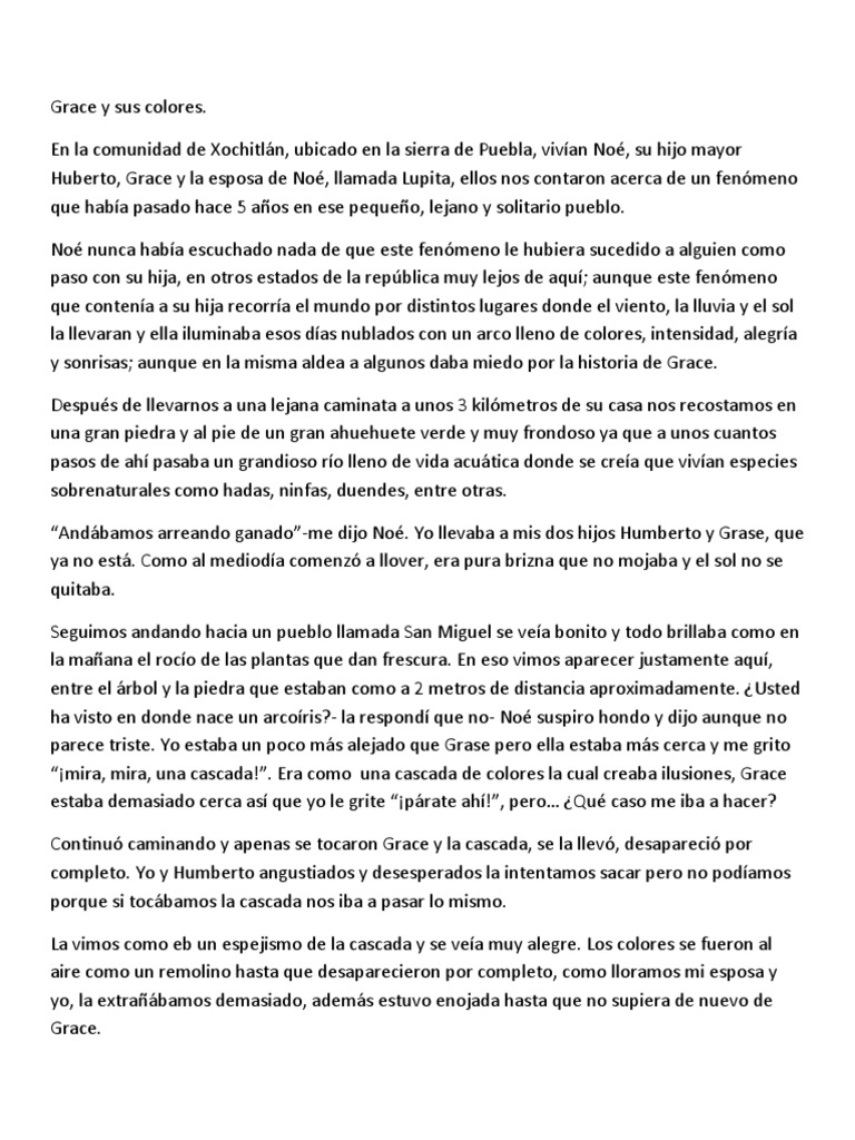 Cuento Grace | PDF | Arco iris