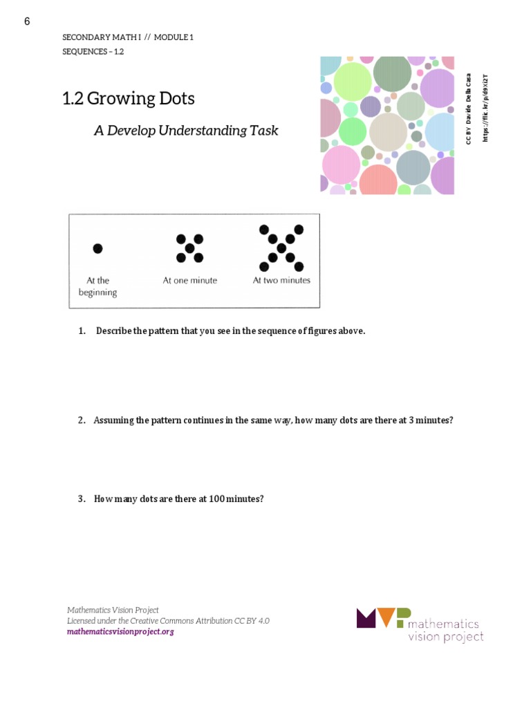 1.2 Growing Dots: A Develop Understanding Task | PDF | Teaching ...