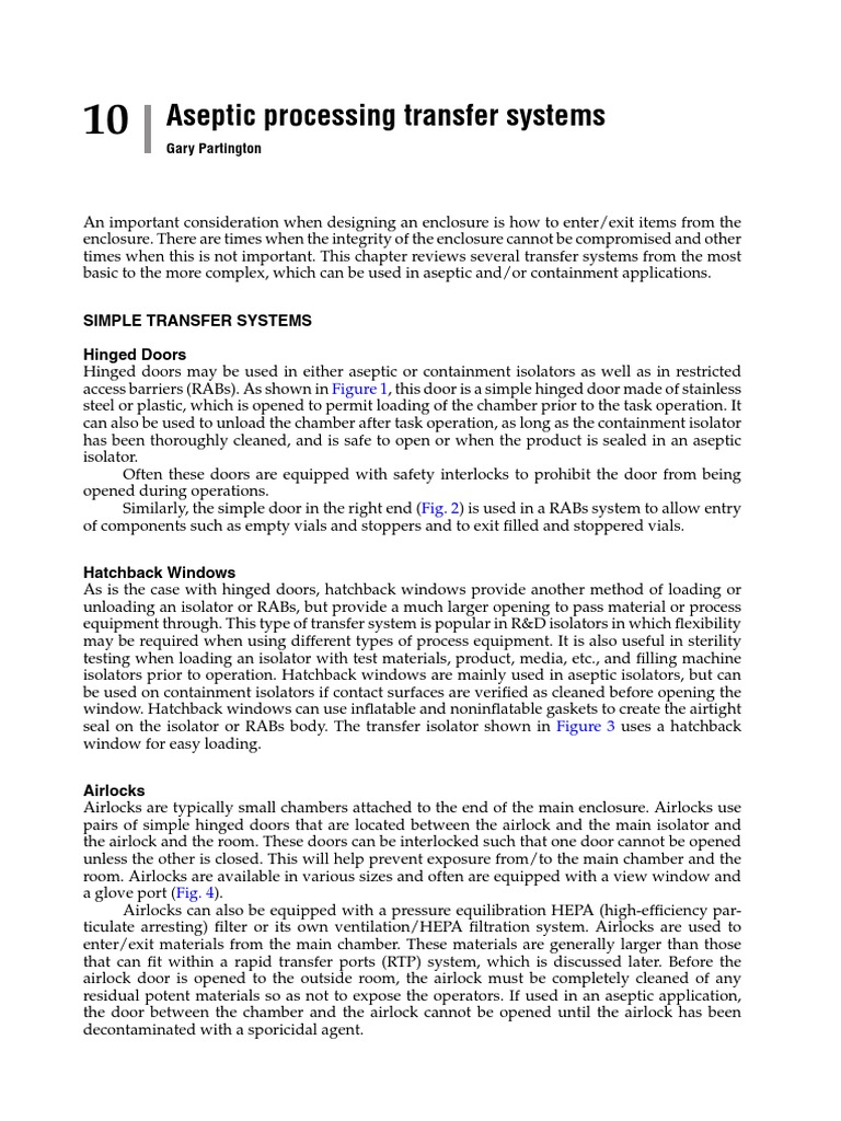 Aseptic Transfer Systems Overview | PDF | Door | Sterilization ...