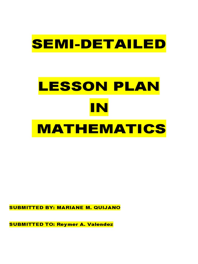 Math Lesson Plan Finished | PDF | Lesson Plan | Teachers