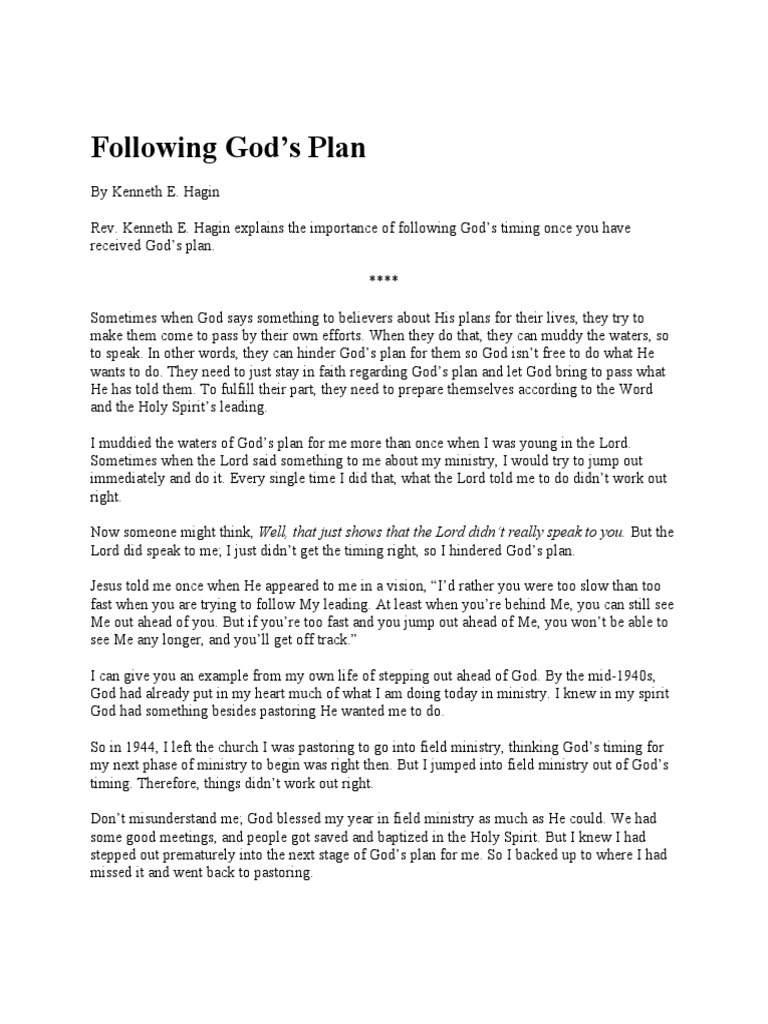 Following God's Plan | PDF | God | Prayer