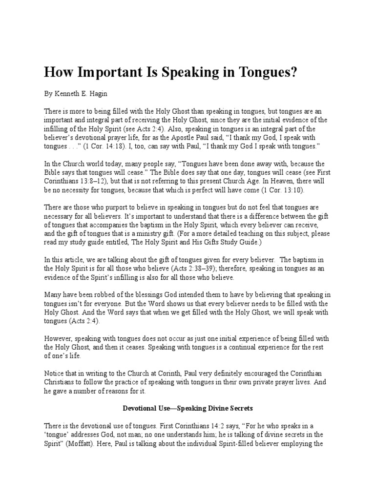 How Important Is Speaking in Tongues | PDF | Glossolalia | Spiritual Gift
