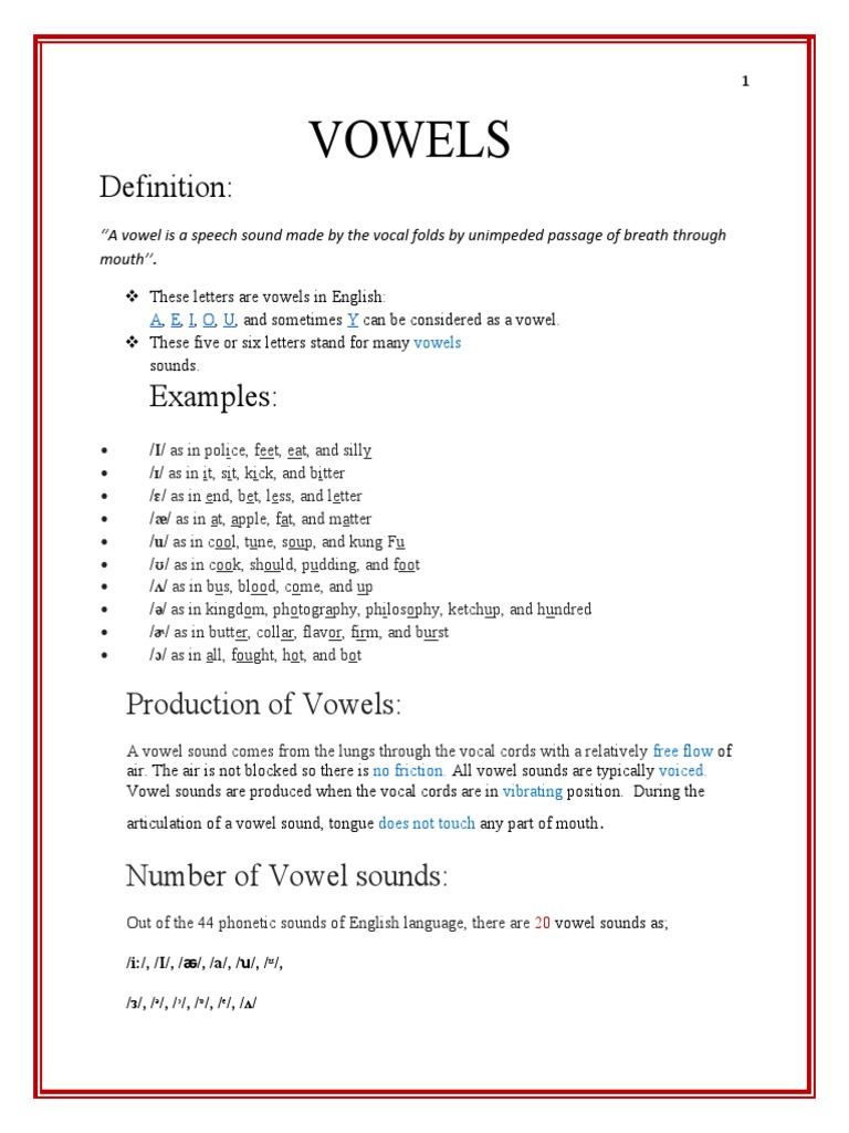 Vowel Assignment | PDF | Vowel | Mouth