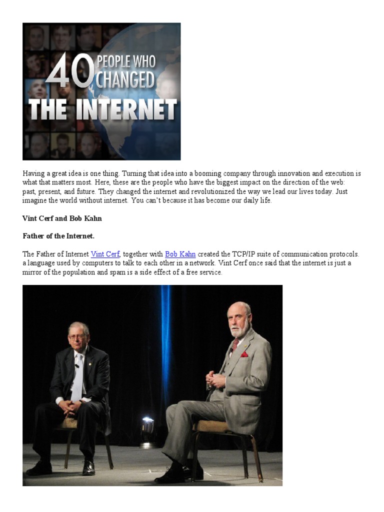 40 People Who Changed The Internet | PDF | World Wide Web | Internet & Web