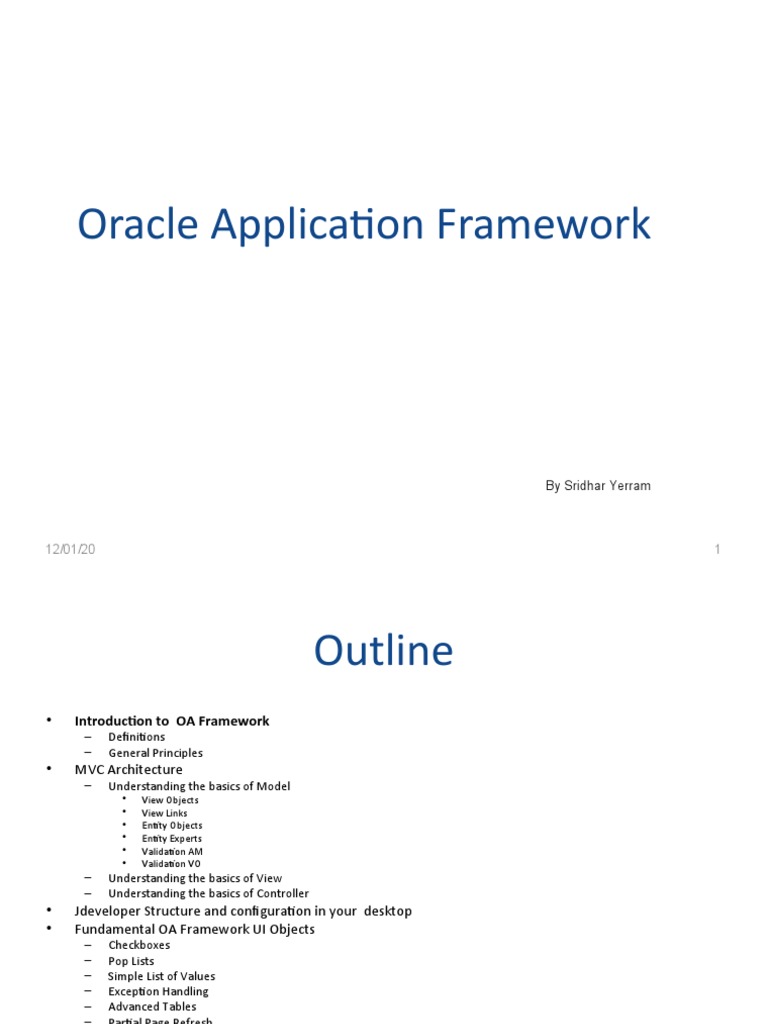 Oracle Application Framework: by Sridhar Yerram | PDF | Databases ...