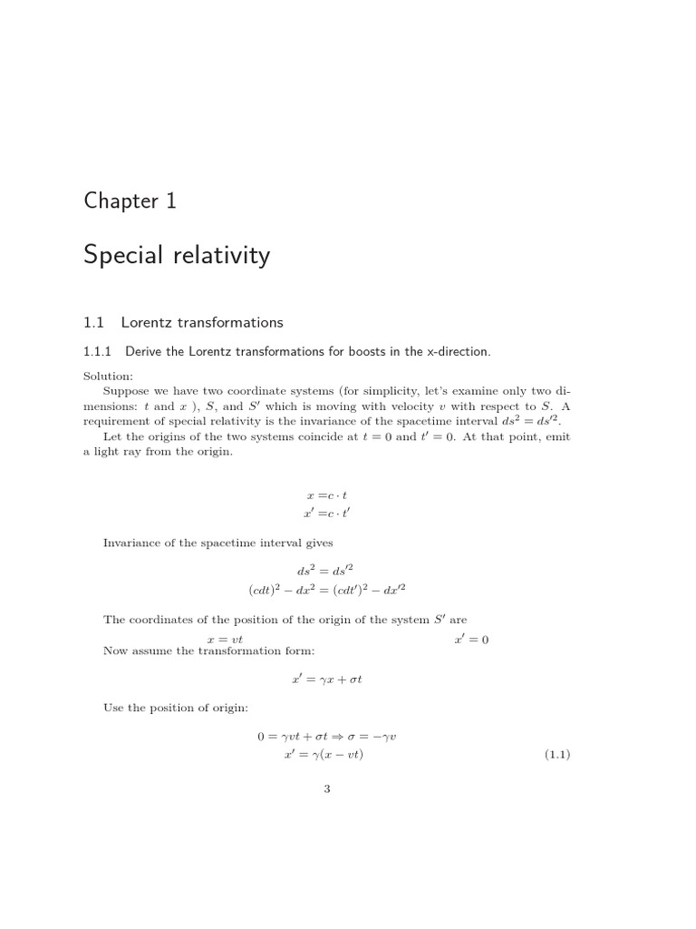 Lorentz Transformations | PDF | Special Relativity | Differential Geometry