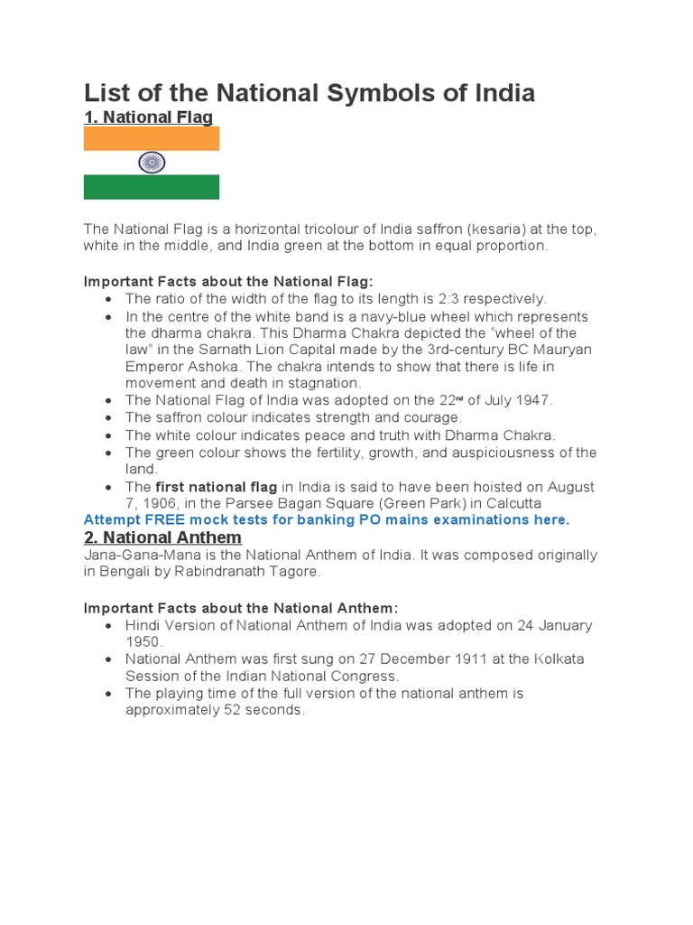 Indian National Symbols List List Of All National Symbols Of India