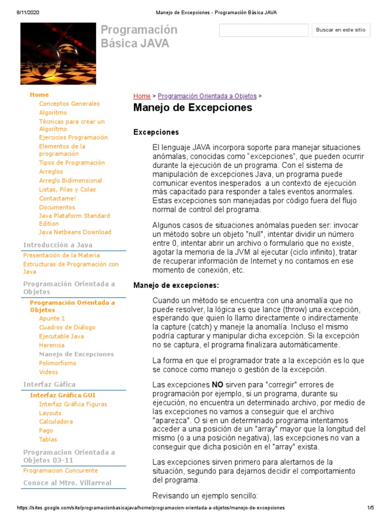 Manejo de Excepciones - Programación Básica JAVA PDF | PDF | Java (lenguaje de programación ...