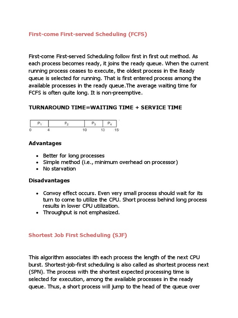 First-Come First-Served Scheduling (FCFS) : Turnaround Time Waiting Time + Service Time | PDF ...