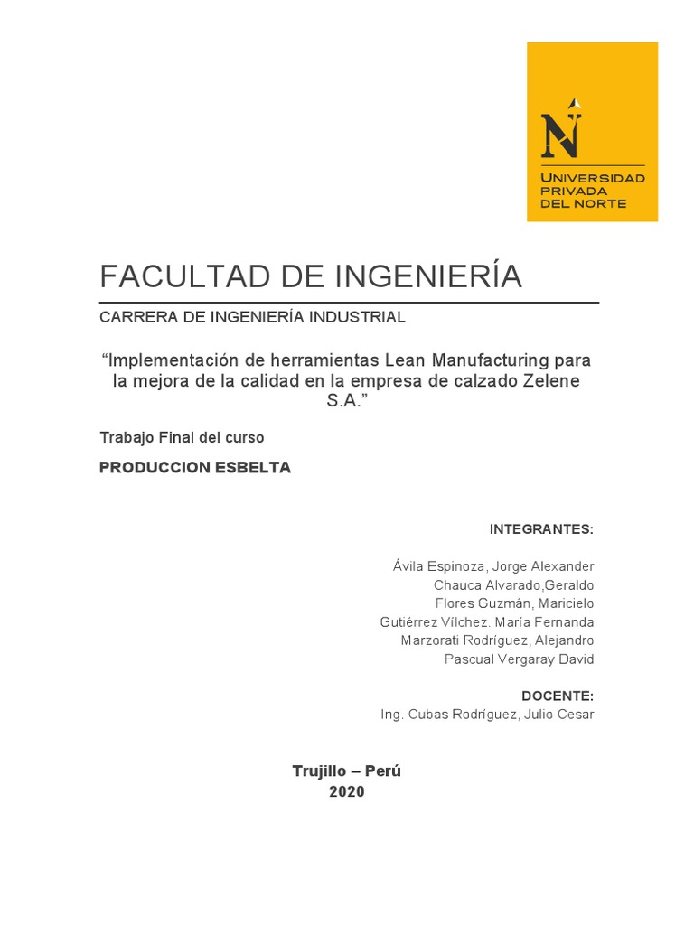 Informe Final de Esbelta | PDF | Lean Manufacturing | Calidad (comercial)