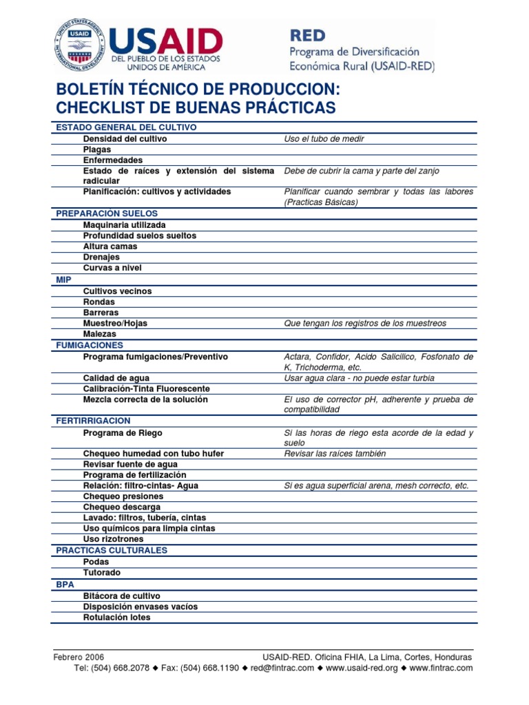 USAID RED Produccion Checklist 02 06 | PDF
