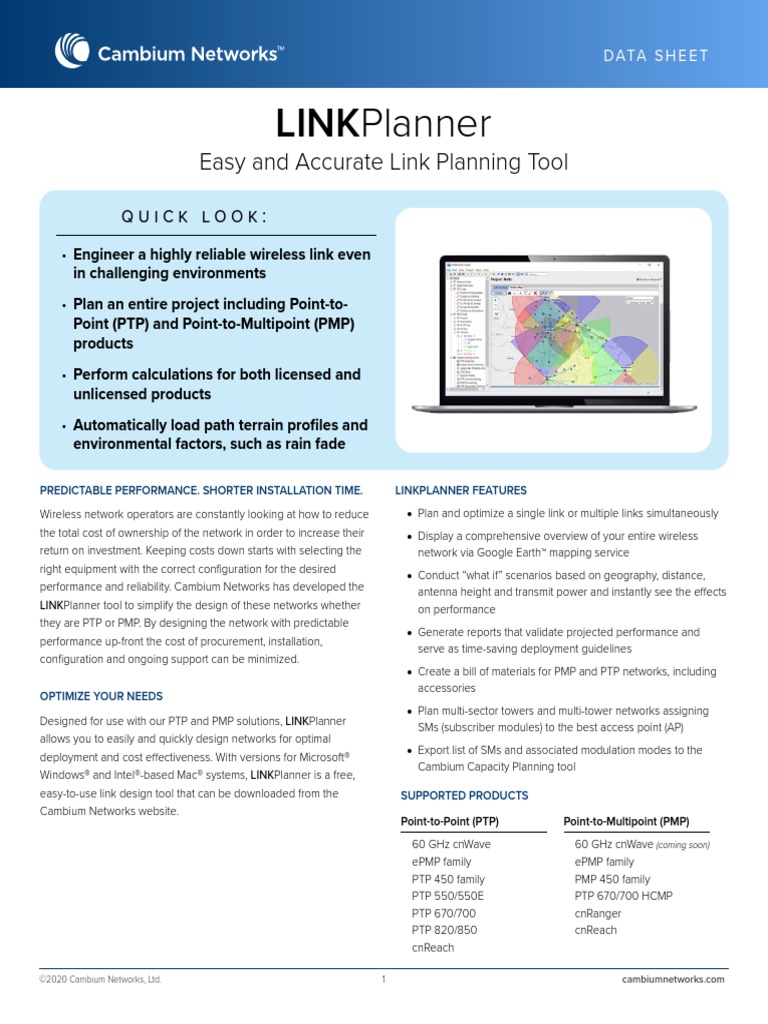 Cambium Networks Data Sheet LINKPlanner | PDF | Wireless | Computer Network