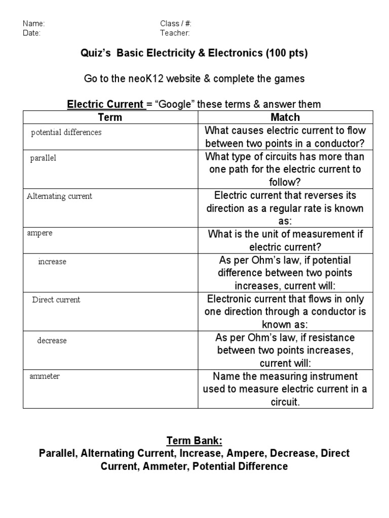 Abdullah Mohammedi - Electricity Webquest Part 2 | PDF | Series And ...