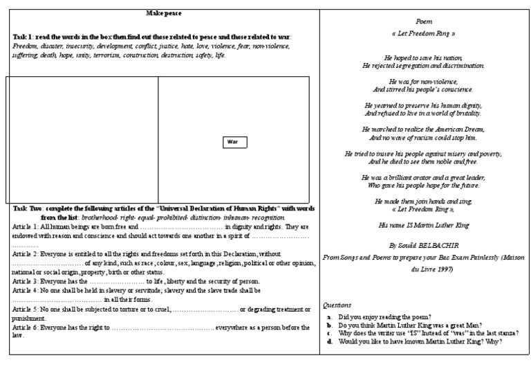 Peace Education Lesson Plan | PDF | Government And Personhood | Ethical ...