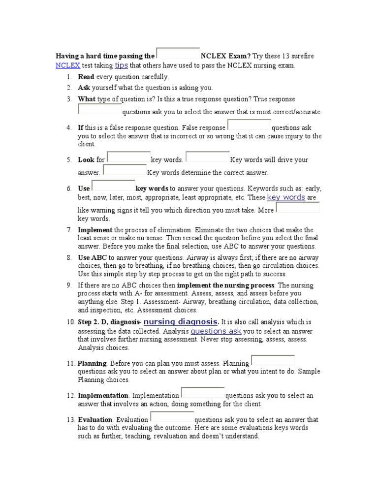 13 Ways To PASS NCLEX | PDF | National Council Licensure Examination ...