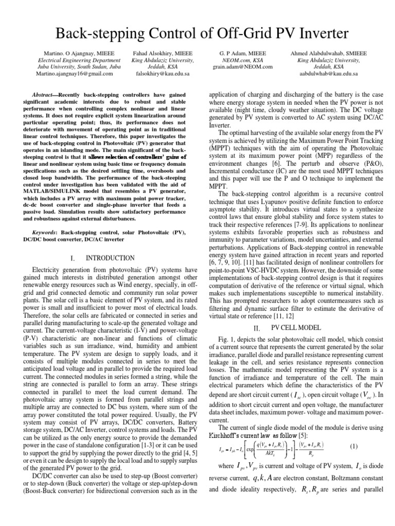 94 Backstepping Control Ajangnay - Control2 PDF | PDF | Power Inverter | Photovoltaic System