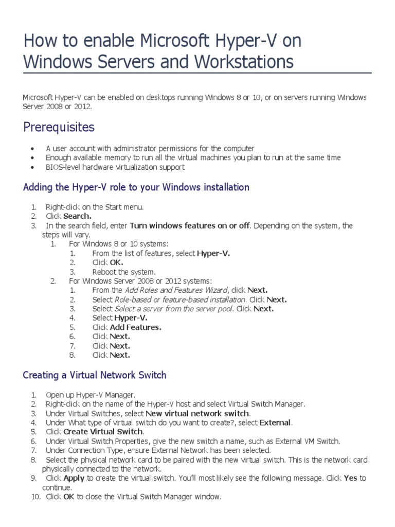 How To Enable Microsoft Hyper | PDF | Hyper V | Computer Data Storage