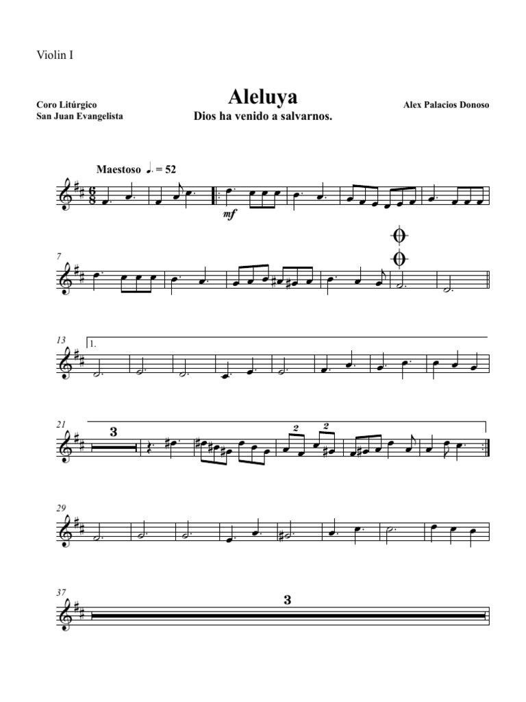 Aleluya (Dios Ha Venido A Salvarnos) - Violin I PDF | PDF