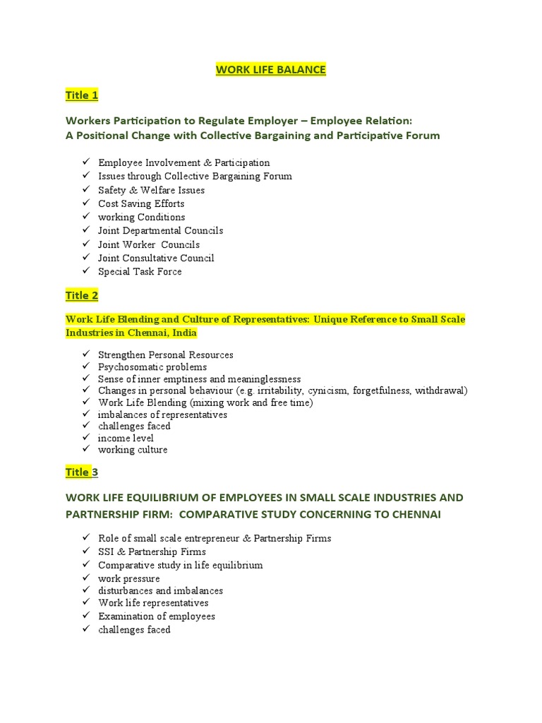 Work-Life Balance in Chennai SMEs | PDF | Work–Life Balance | Employment
