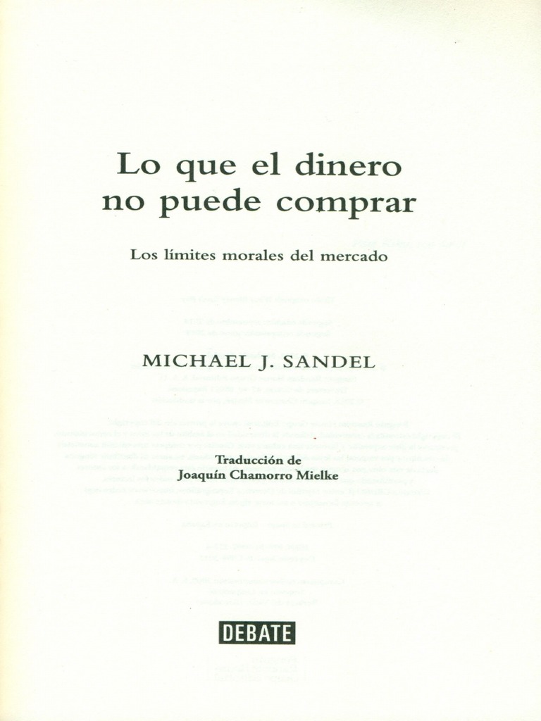 Sandel, Michael - Introducción MERCADOS Y MORALIDAD PDF | PDF