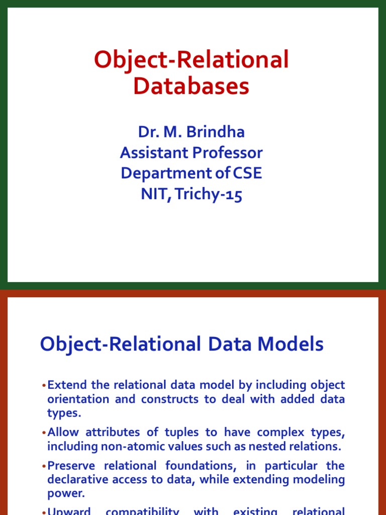 9-Object Relational Model | PDF | Relational Model | Inheritance ...