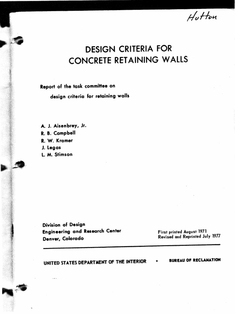 Design Criteria For Concrete Retaining Walls PDF | PDF