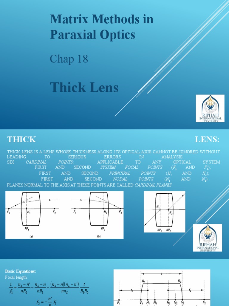 Matrix Methods in Paraxial Optics: Chap 18 | PDF | Natural Philosophy ...