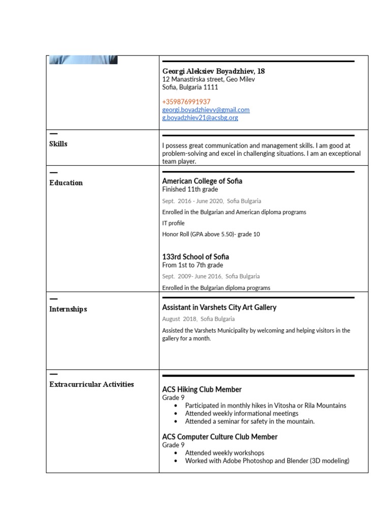 Georgi Boyadzhiev - CV - Resume | PDF | Bulgaria