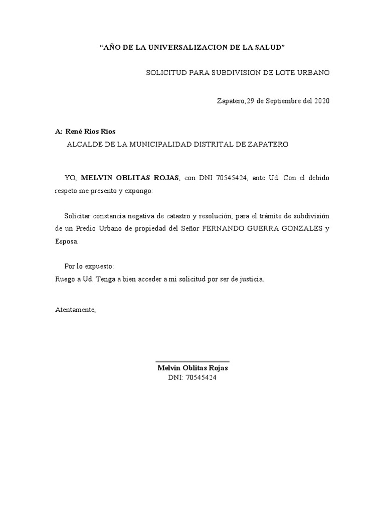 Solicitud de Desmembramiento de Terreno | PDF