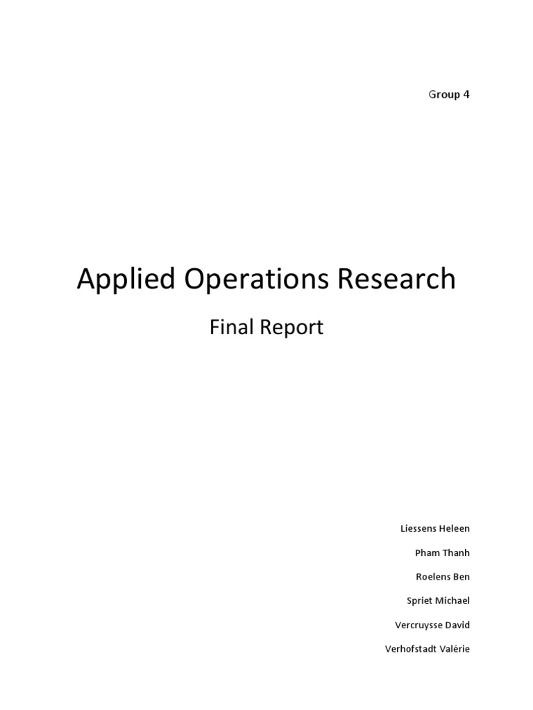 Applied Operations Research: Final Report | PDF | Supply And Demand ...