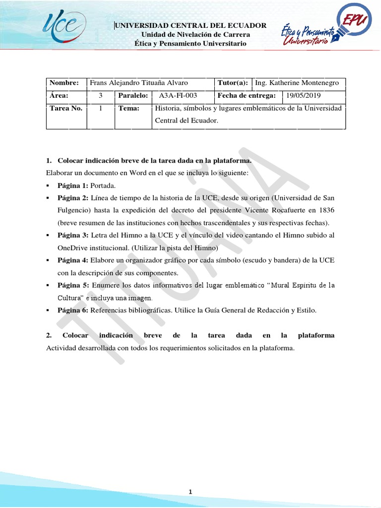 Trabajo Epu Uce | PDF | Universidad | Ecuador