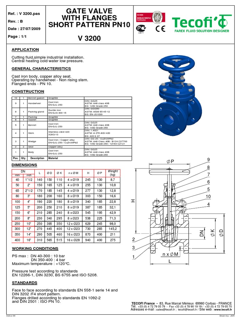 Gate Valve Specifications and Materials | PDF | Cast Iron | Industrial ...