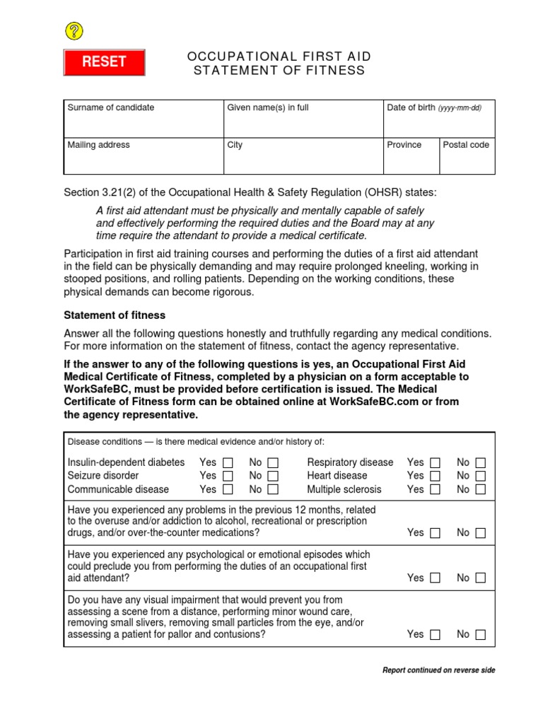 Ofa Statment Fitness PDF en | PDF | First Aid | Prescription Drugs