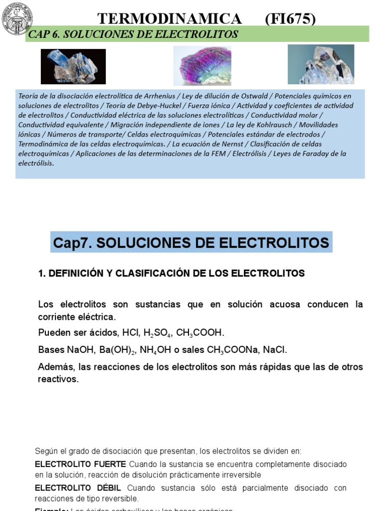 Clase14 Cap 6. SOLUCIONES DE ELECTROLITOS | PDF | Electroquímica ...