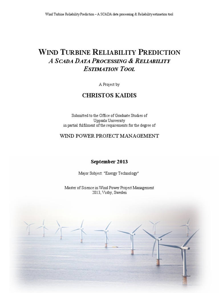 Wind Turbine Reliability Prediction Tool Using SCADA Data | PDF | Reliability Engineering | Wind ...