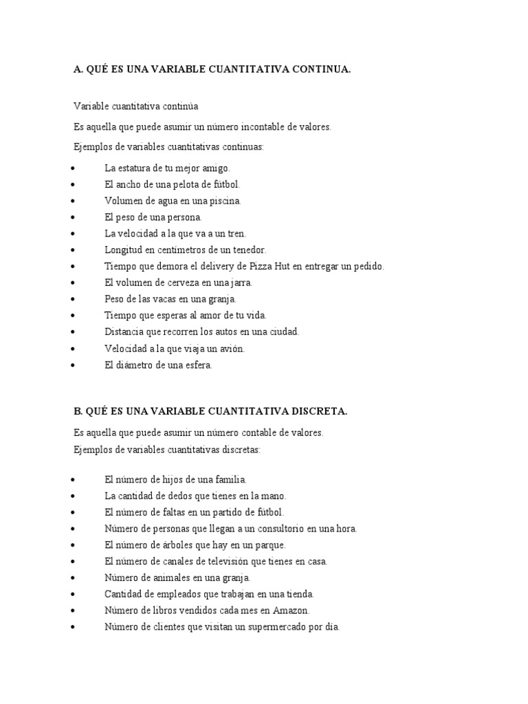 Variable Cuantitativa Continua | PDF | Diferencia | Teoría estadística