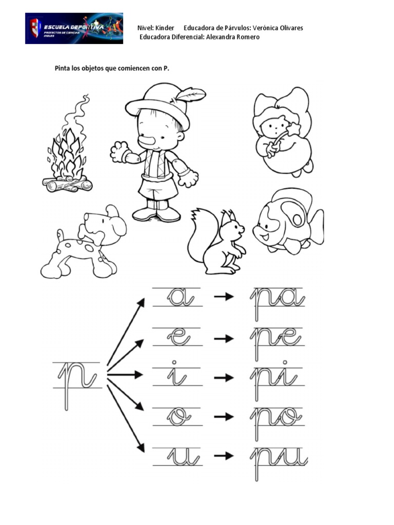 Guia Ejercicios Letra P Kinder | PDF | Artes del Lenguaje y ...