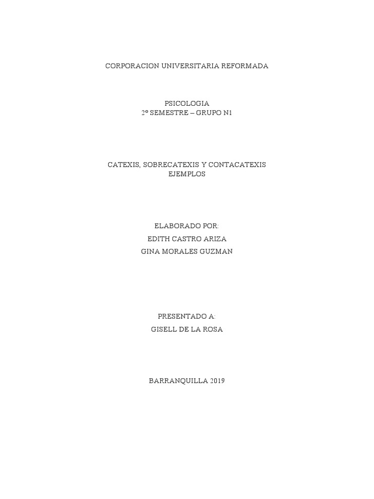 Catexis, Sobrecatexis y Contracatexis | PDF | Sociedad