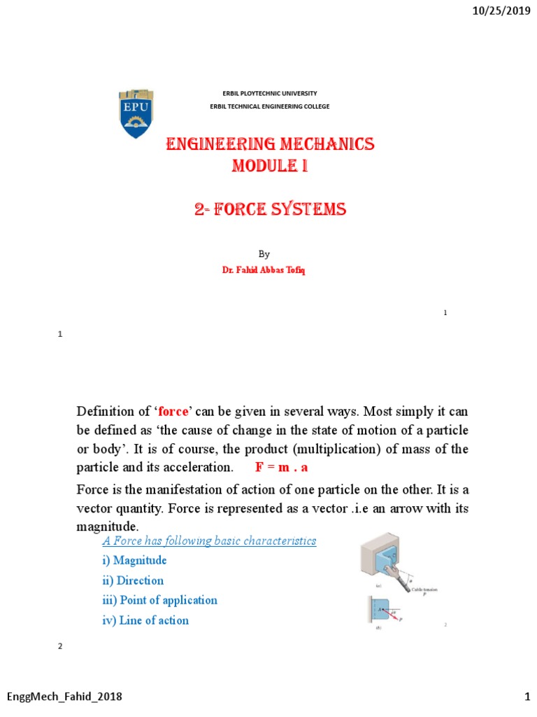 Engineering Mechanics 2-Force Systems: Force F M - A | Download Free ...