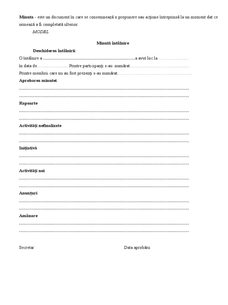 Minuta Exemplu | PDF