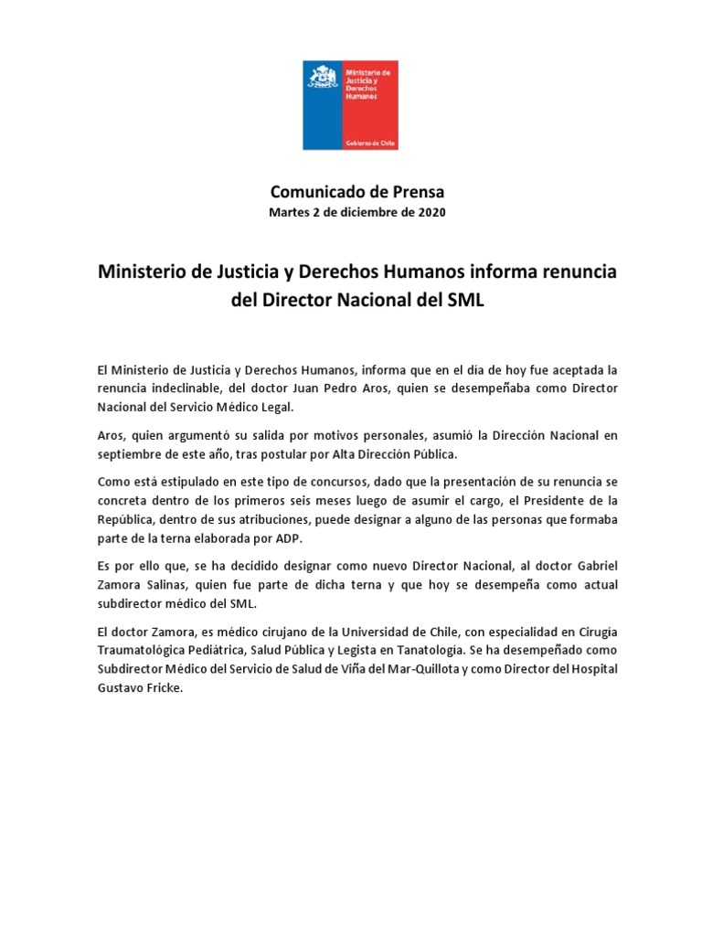 Comunicado de Prensa SML | PDF | Ciencias sociales