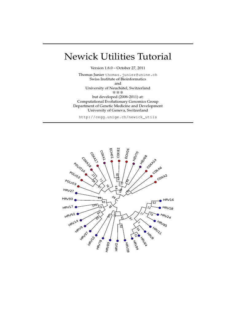 Newick Utilities Tutorial: Polio1A CO XA18 | PDF | Phylogenetic Tree ...