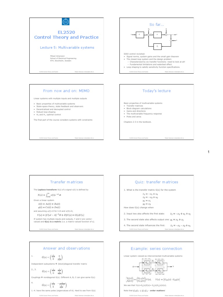 Control Theory and Practice | PDF | Control Theory | Matrix (Mathematics)