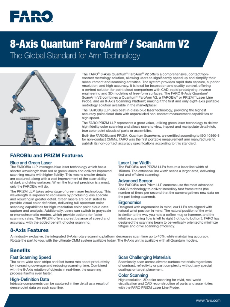Techsheet Faro 8 Axis Quantum S Faroarm Scanarm v2 PDF | PDF ...