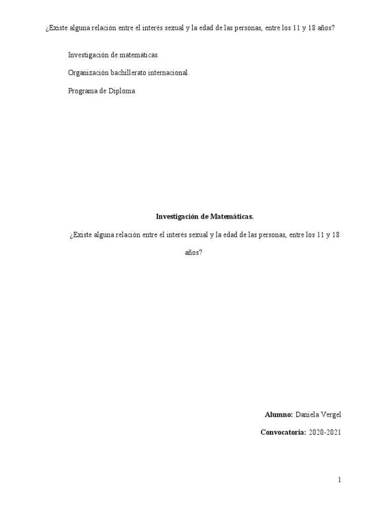 Investigacion Matematicas Daniela Vergel C | PDF | La sexualidad humana ...