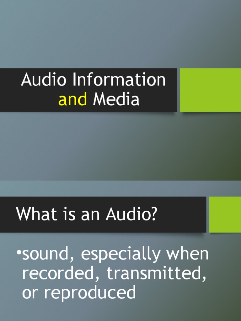 Understanding Audio Information and Media | PDF | Sound Recording And ...