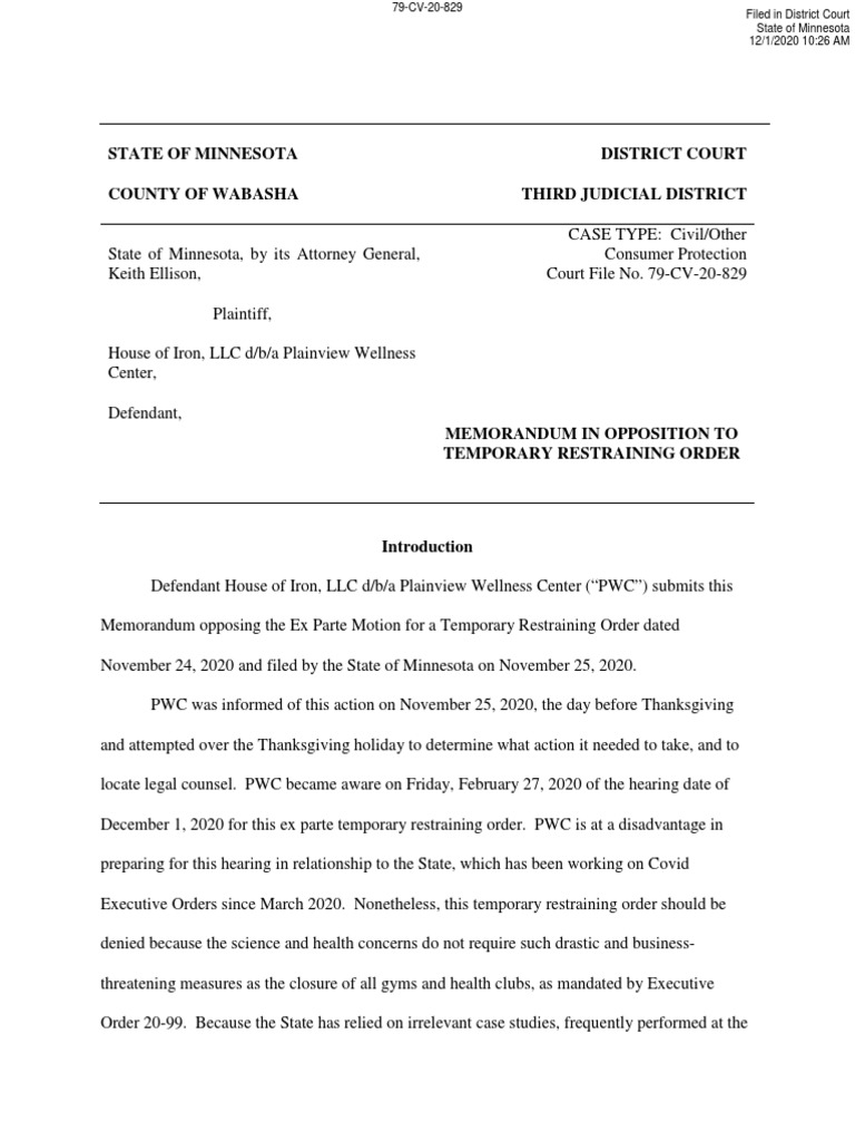 Memorandum in Opposition To Temporary Restraining Order | PDF | Equal ...