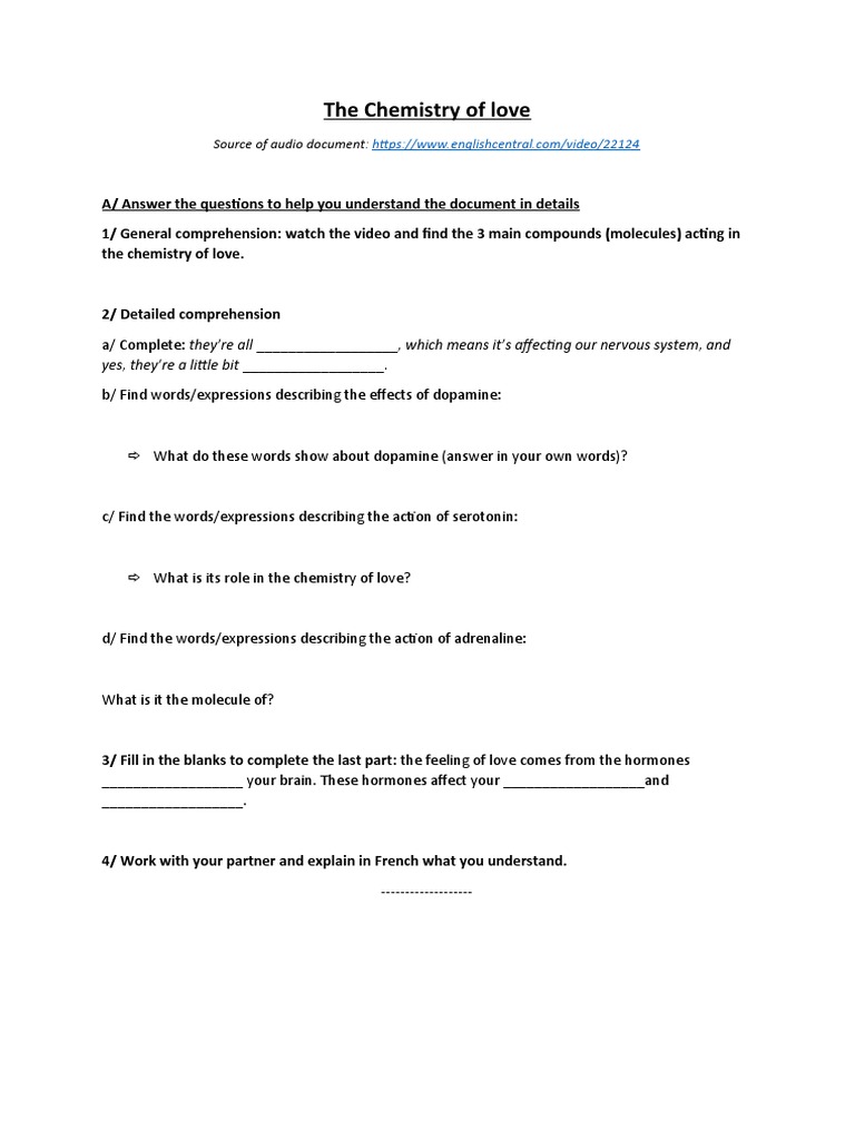 3 - The Chemistry of Love - Worksheet | PDF