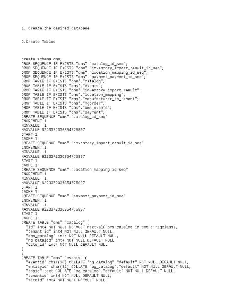 Create Schemas Script | PDF | Information Management | Computer Programming