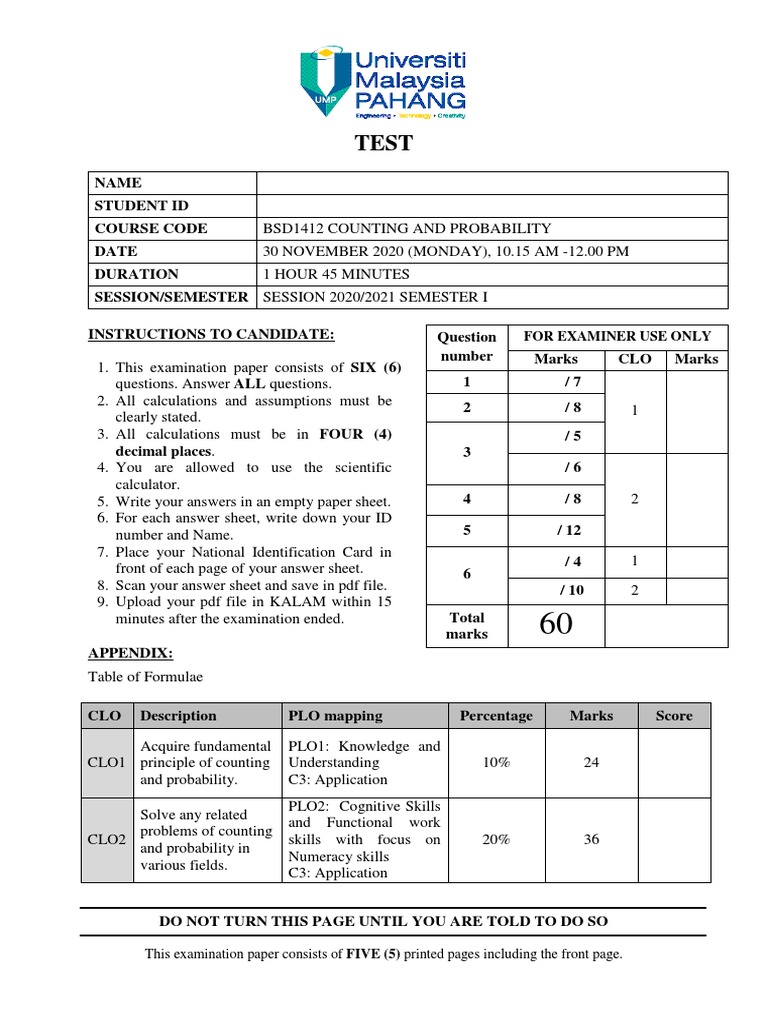 Test Counting | PDF | Recurrence Relation | Test (Assessment)